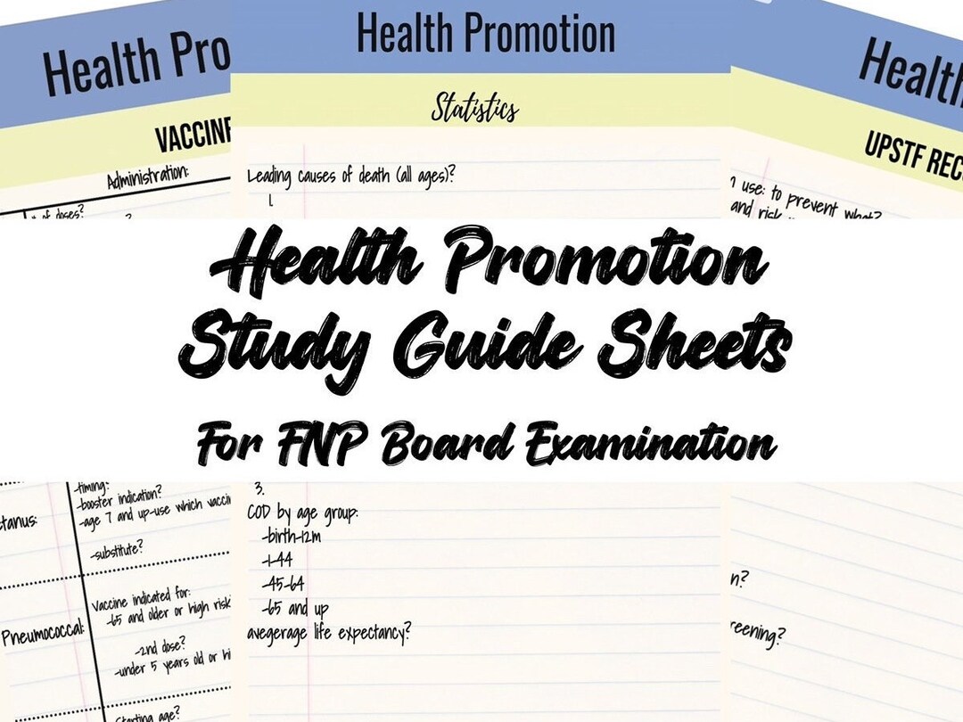 FNP Boards Study Guide Sheets - Health Promotion - Etsy