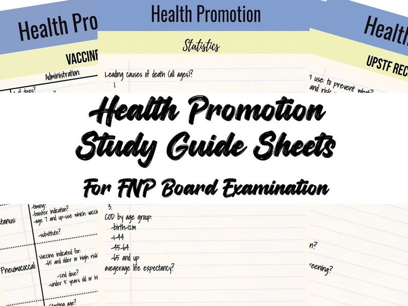 FNP Boards Study Guide Sheets - Health Promotion - Etsy