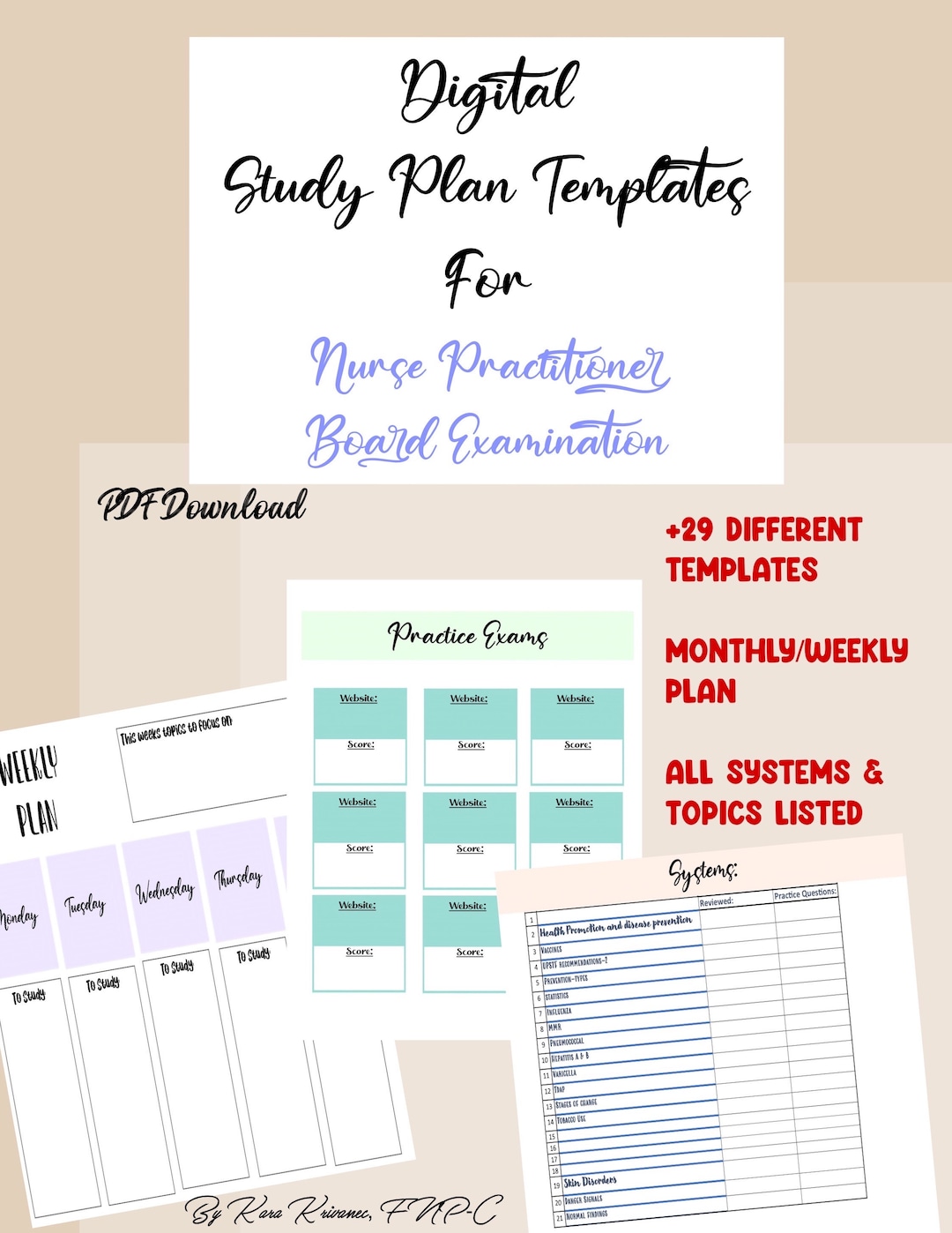Digital Study Plan Templates for Nurse Practitioner Board Examination ...