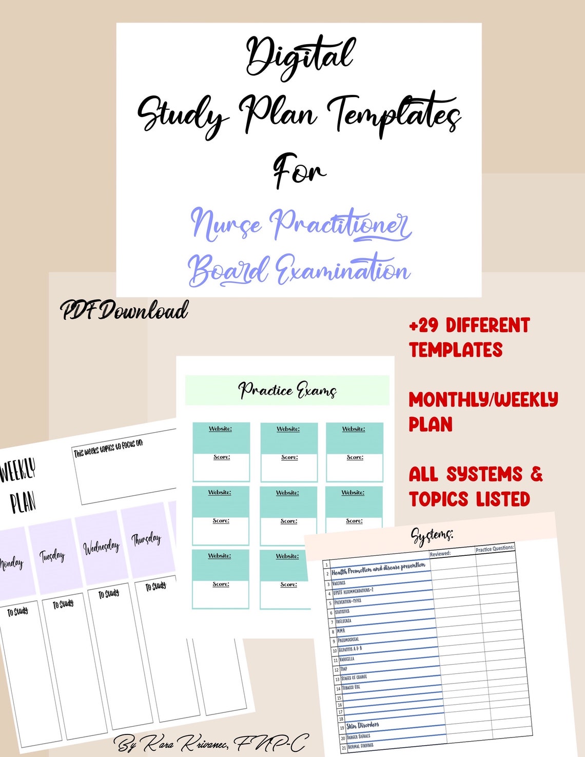 Digital Study Plan Templates for Nurse Practitioner Board Examination ...