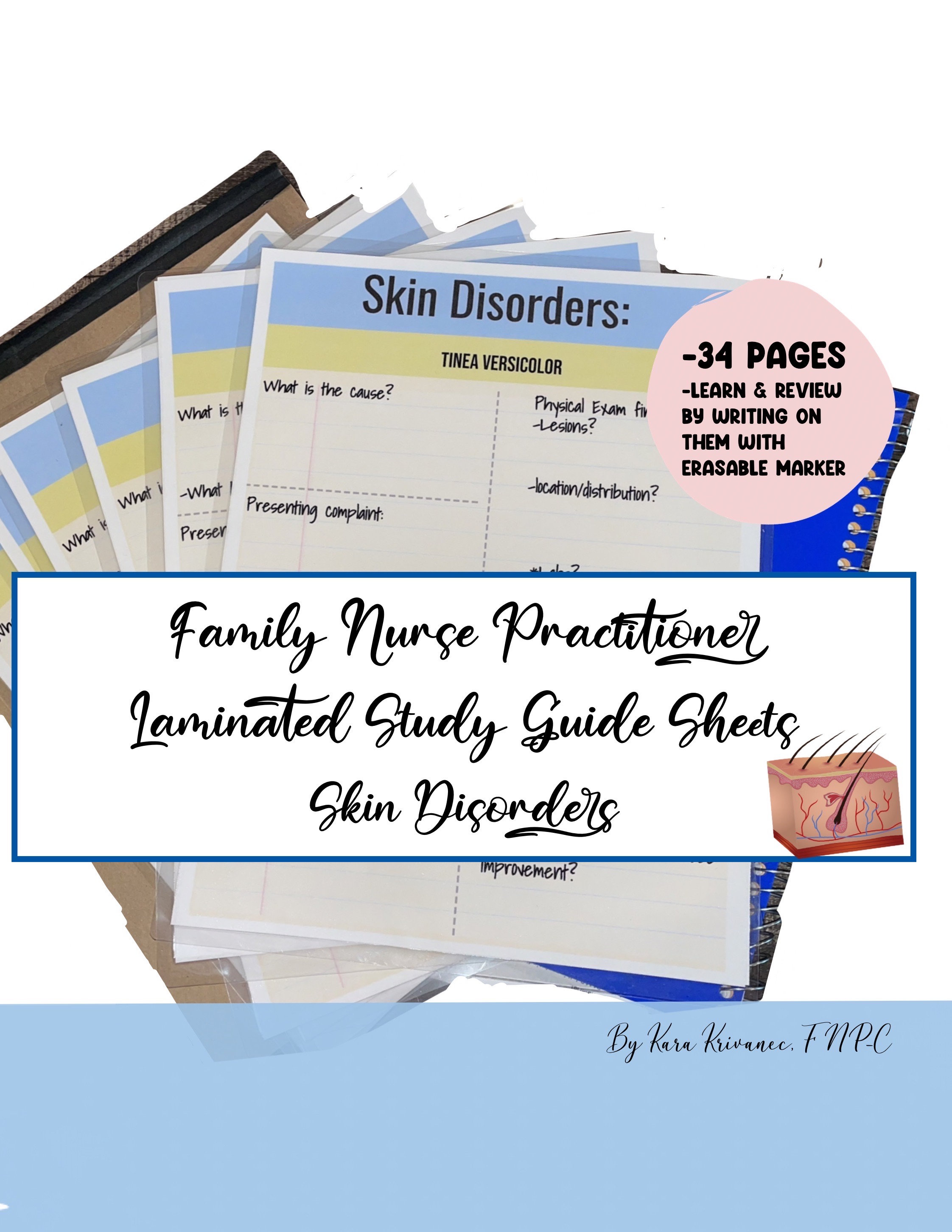 FNP Boards Examination Laminated Review Sheets Skin Disorders - Etsy