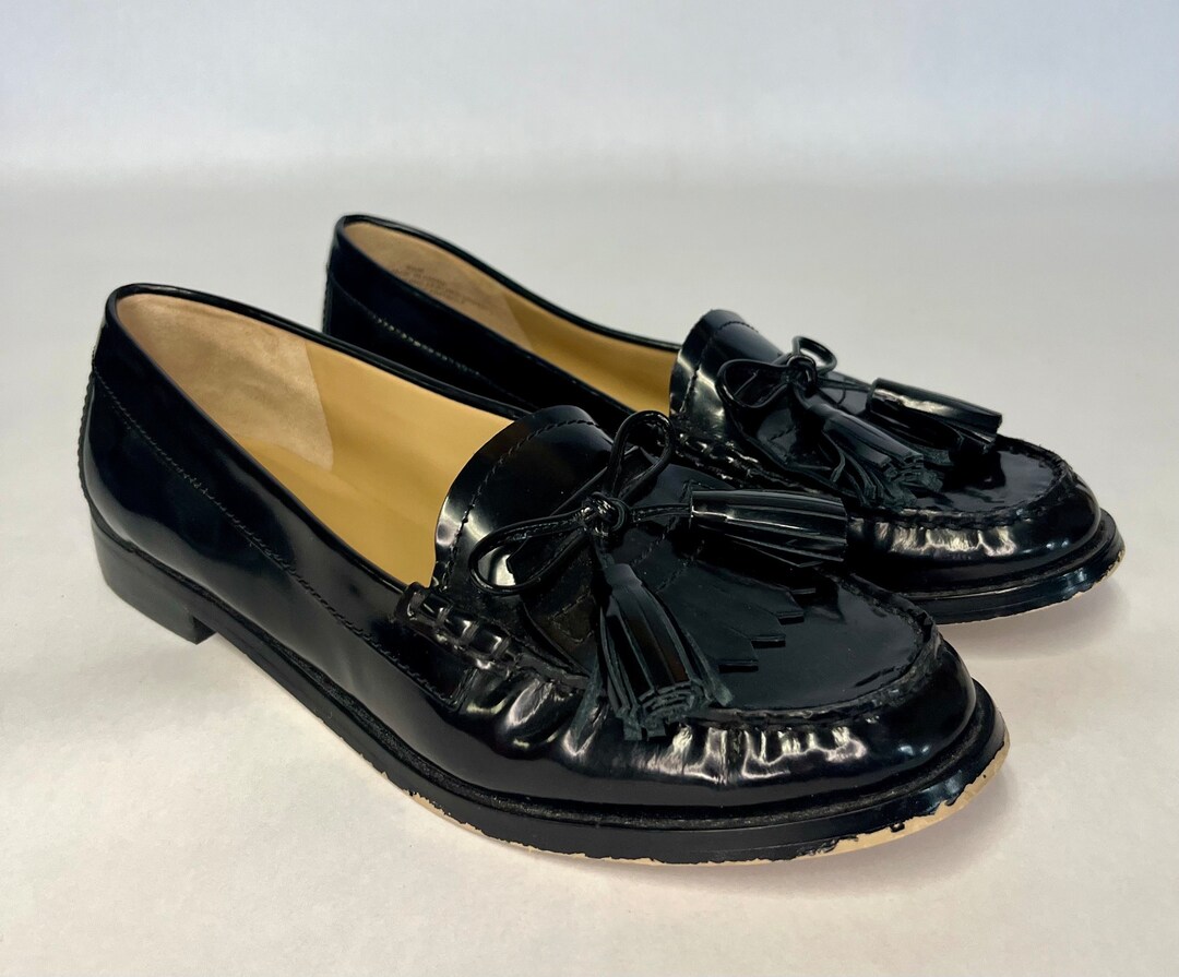 Laura Talbot Tasseled Black Loafers - Etsy