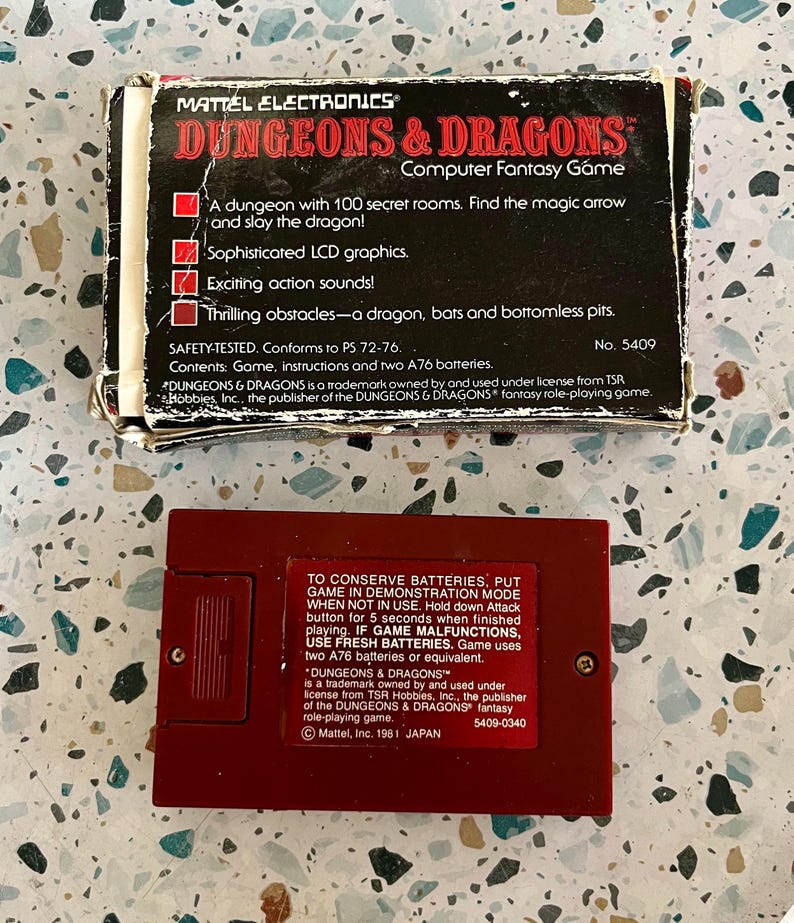 1981 Mattel Electronic Dungeons & Dragons Handheld Game With Box - Etsy