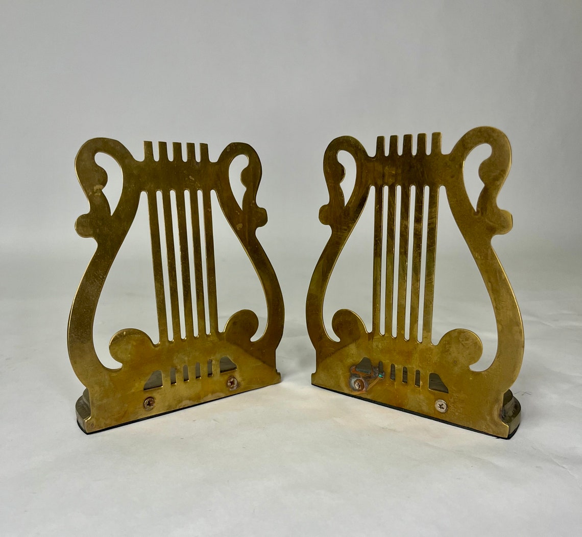 Brass Musical Note / Lyre Shaped Bookends - Etsy