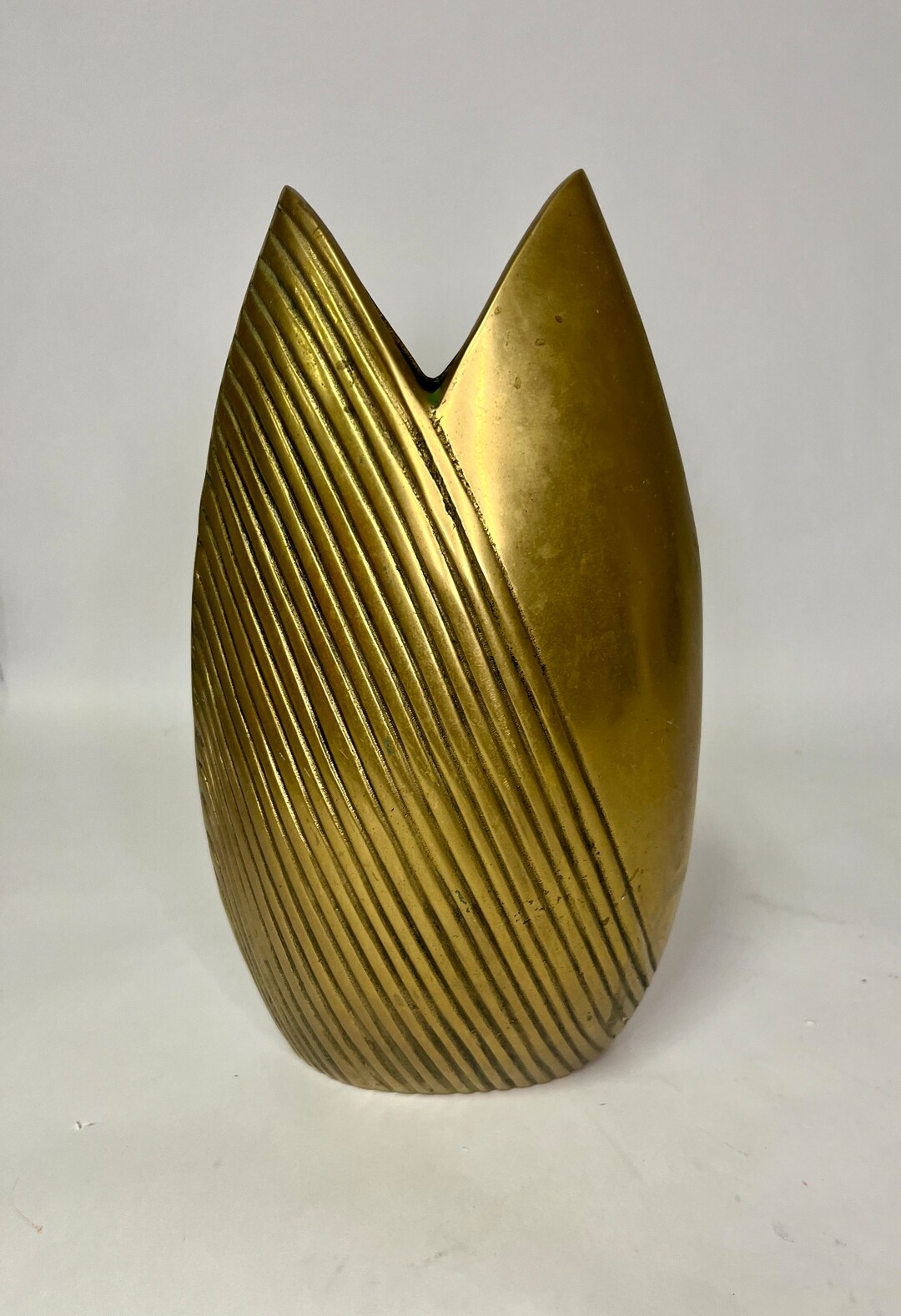 Dolbi Cashier Brass Vase Heavy Art Deco Style Vintage Container 11 3/4 ...
