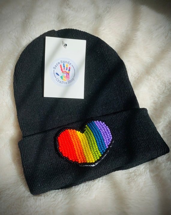 Beanie With Beaded Patch - Etsy
