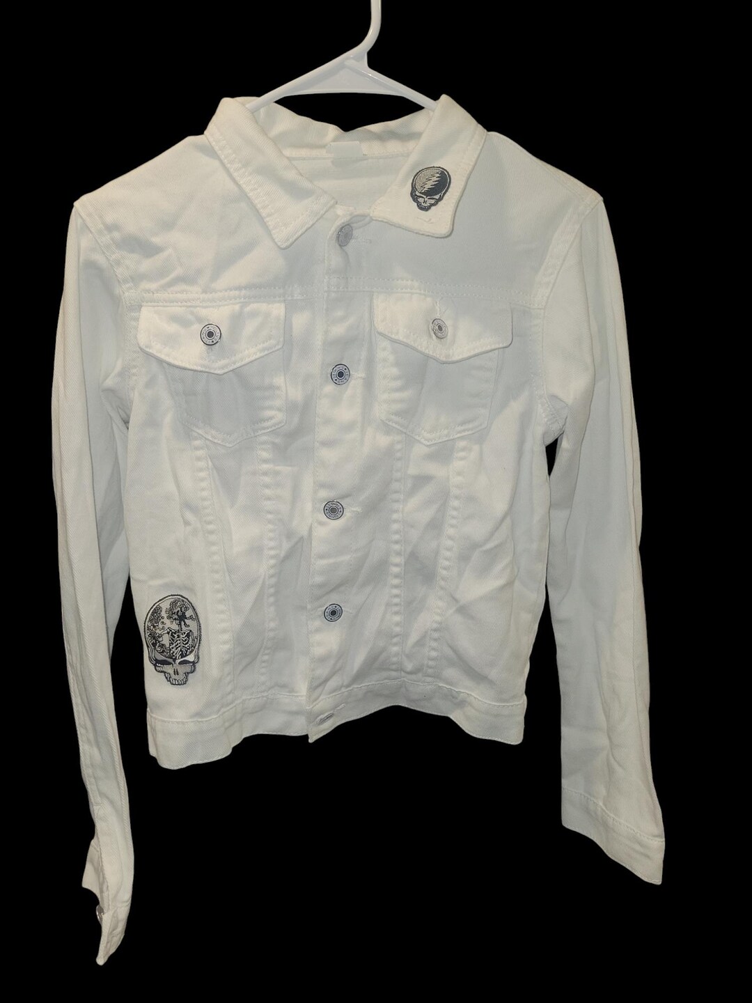 Women's White Grateful Dead Jean Jacket. Size Adult Large - Etsy