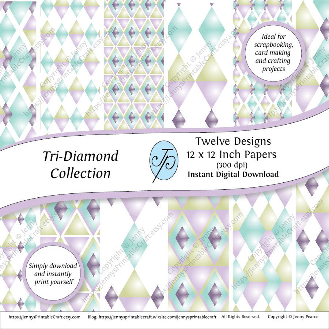 Patterned Papers Tri-Diamonds 12x12 12 designs as | Etsy