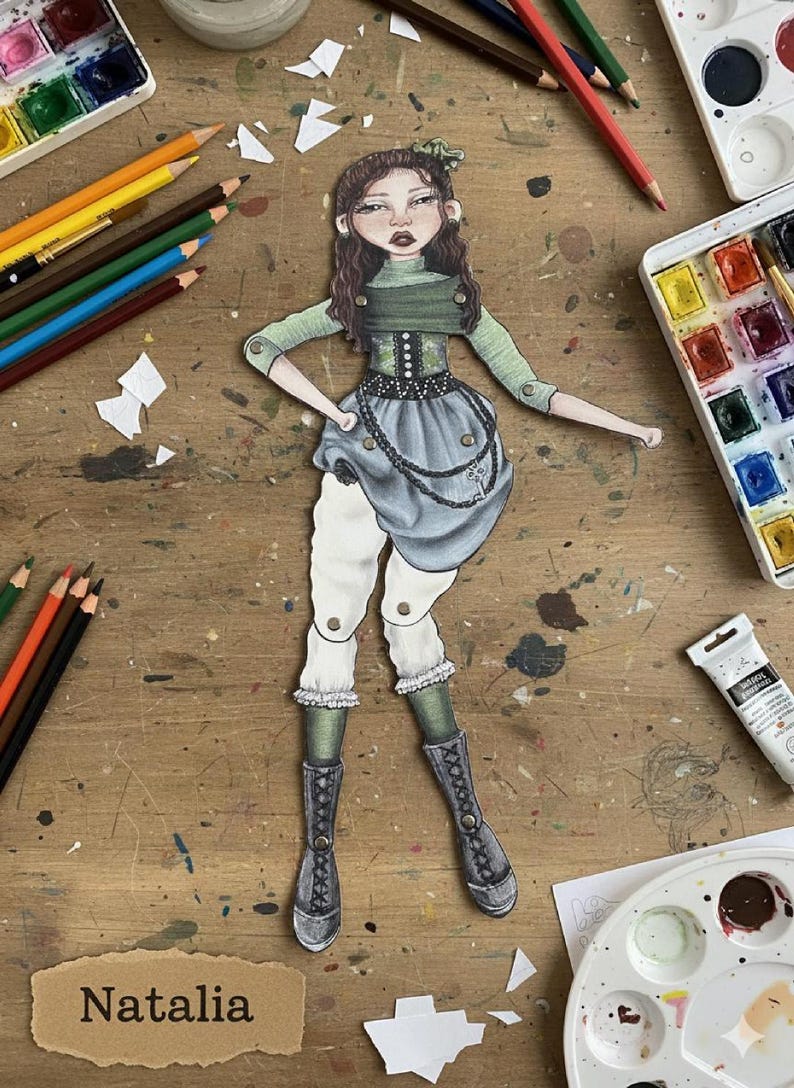 Printable Articulated Paper Dolls – 4 Pre-colored DIY Dolls, Instant ...