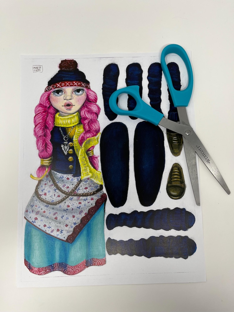 Printable Articulated Paper Doll – Pre-colored DIY Doll PDF, Instant ...