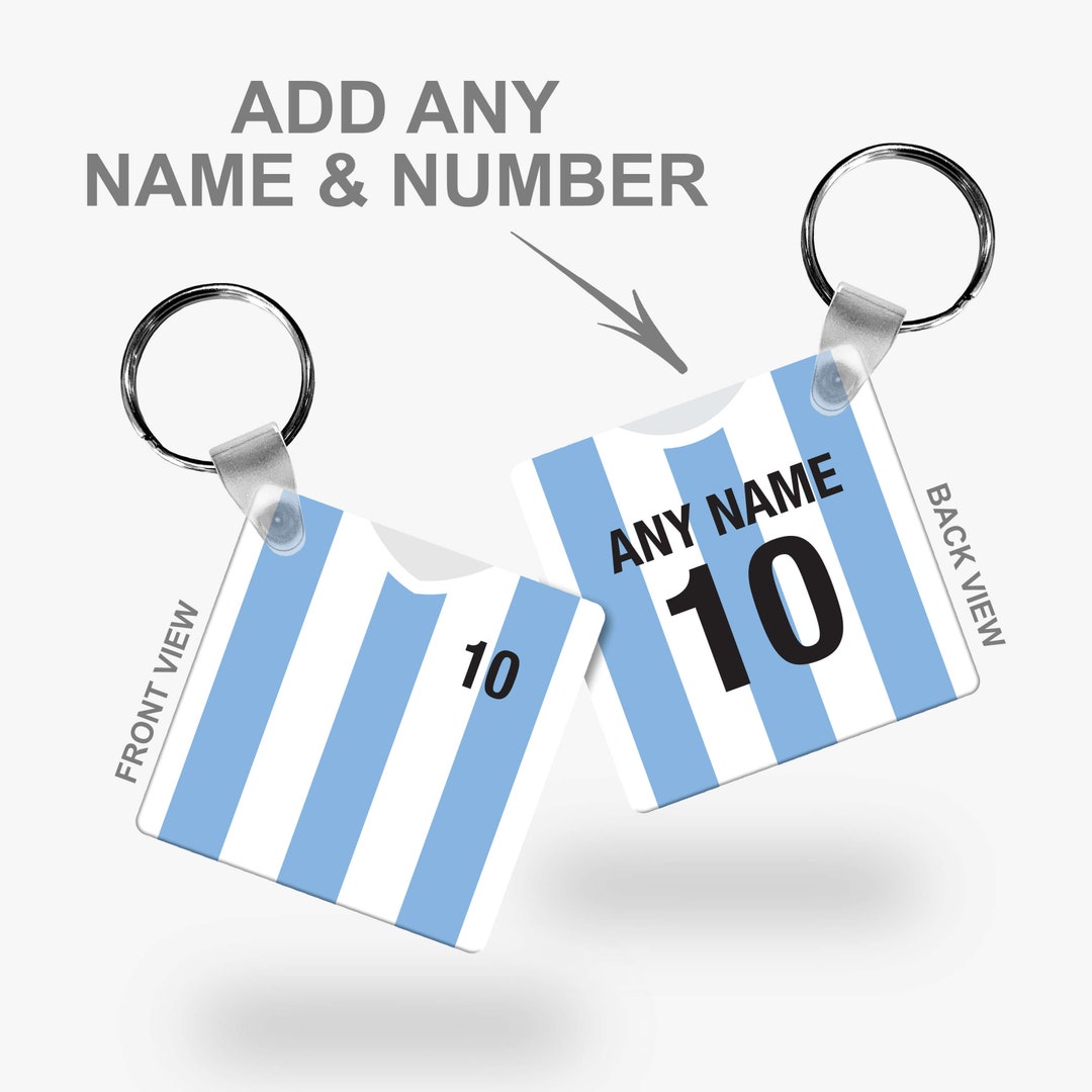 Personalised Argentina Inspired Colours Football Key Ring Birthday ...