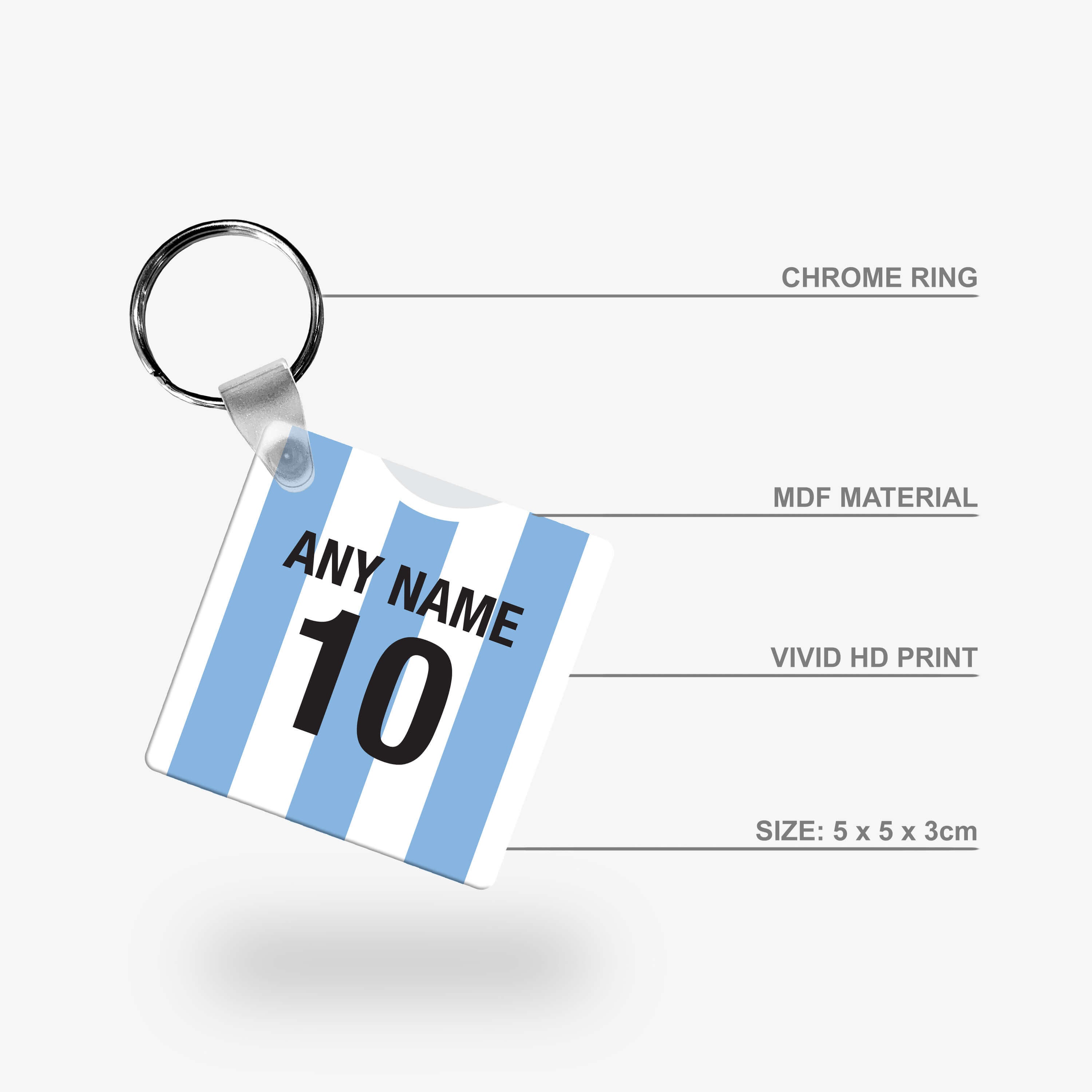 Personalised Argentina Inspired Colours Football Key Ring Birthday ...