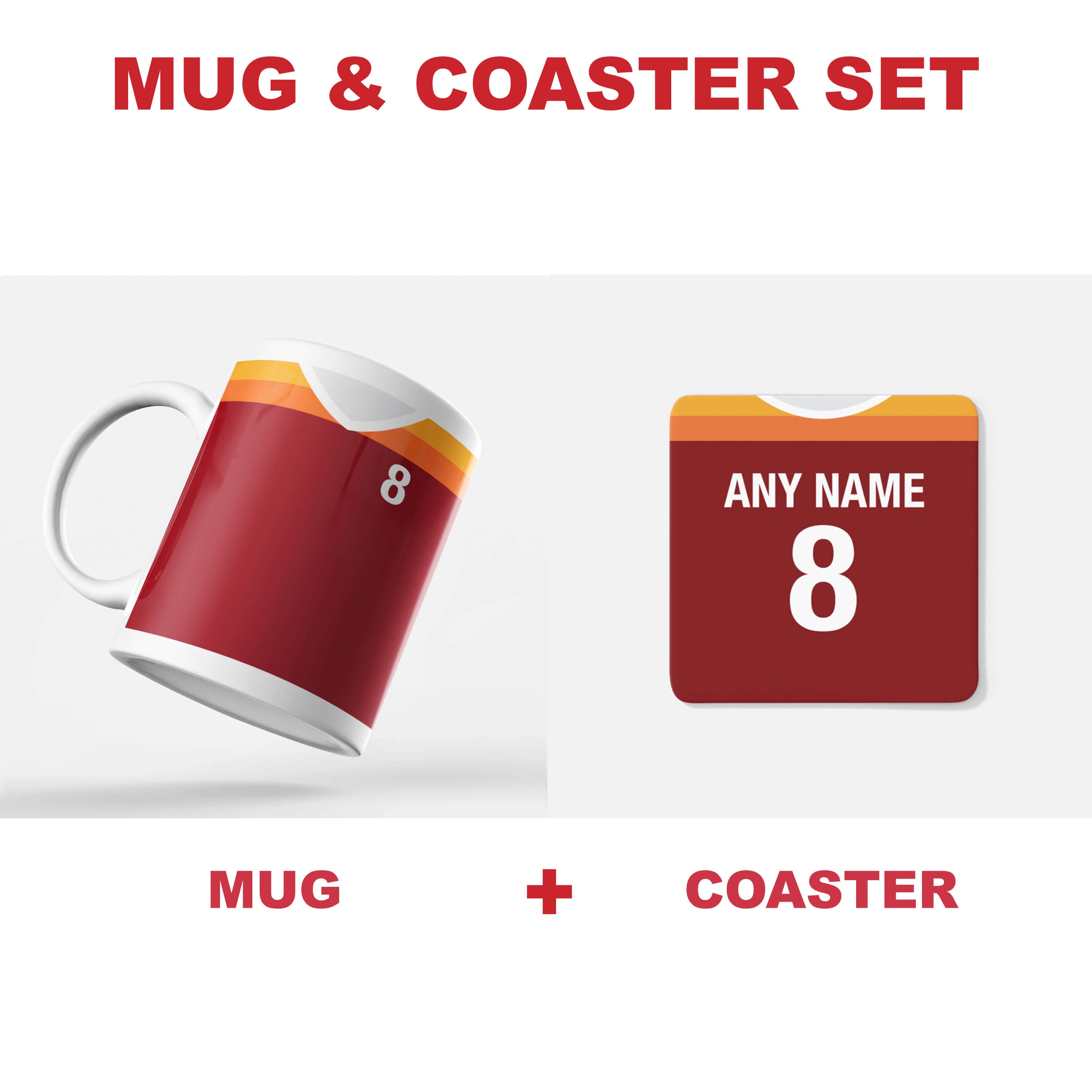 Personalised Roma Inspired Colours Football Mug Coaster - Etsy