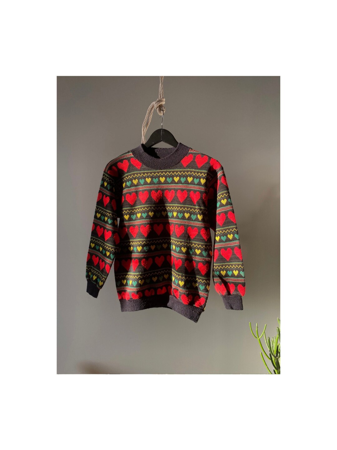 Vintage 1980s Heart Jacquard Acrylic Fleece Sweater - Etsy