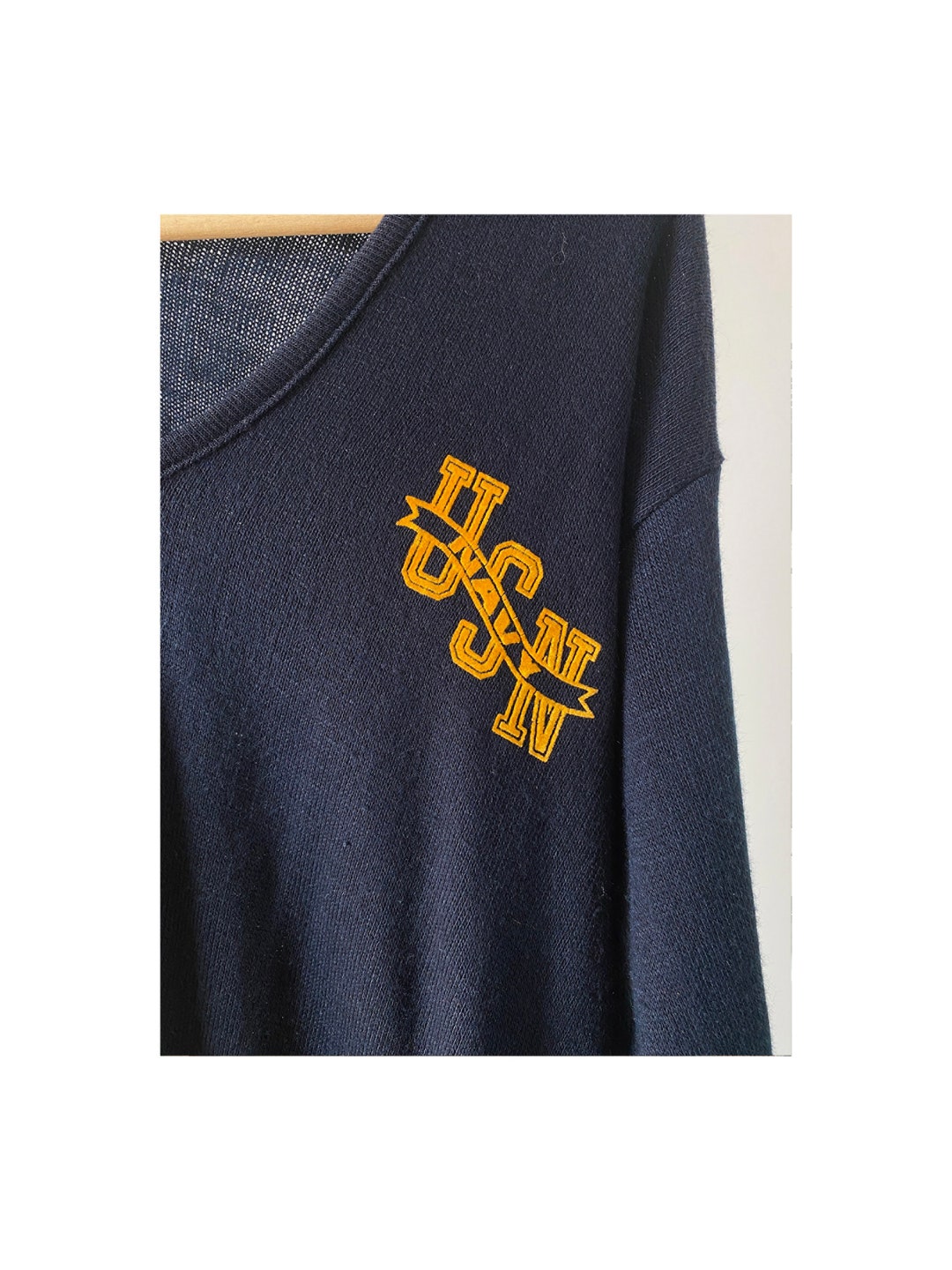 Vintage 1970s Artex USN Navy Acrylic V-neck Sweater, Vintage Knitwear ...