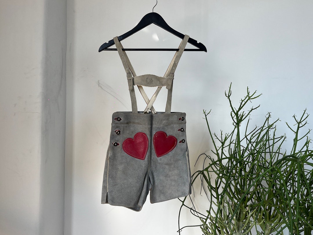 Vintage 1970s Austrian Lederhosen With Small Hearts Pockets, Bavarian ...