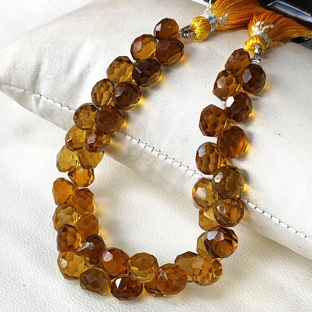 Natural Honey Quartz Gemstone 7 to 9 Mm Size Faceted Onion Briolette ...