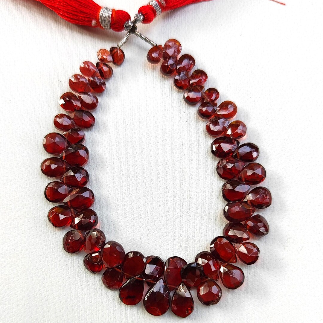 Natural Garnet Gemstone 7x4 to 10x7 Mm Size Faceted Pear Shape Beads 7 ...