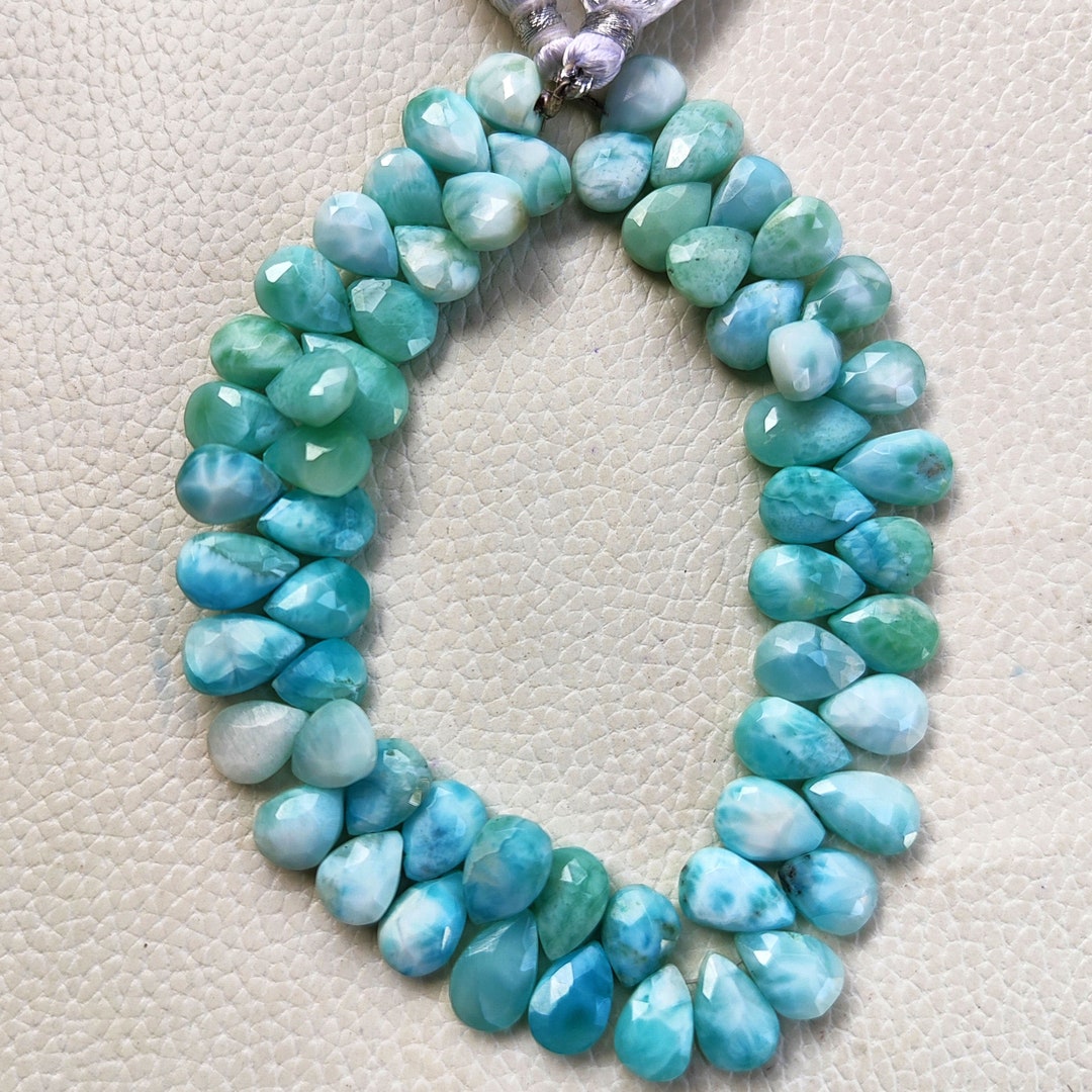 Natural Larimar Gemstone 10x7mm Faceted Pear Beads - 8 Inch Strands for ...