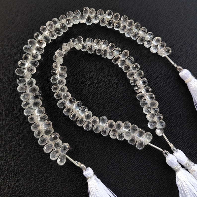 Buy Brazil White Topaz 7x4mm Faceted Drop Beads 7 Inch Strand for ...