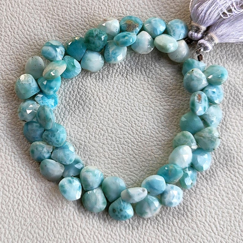 Buy Faceted Larimar Heart Beads 9.5mm Dominican Republic Gemstone 8 ...