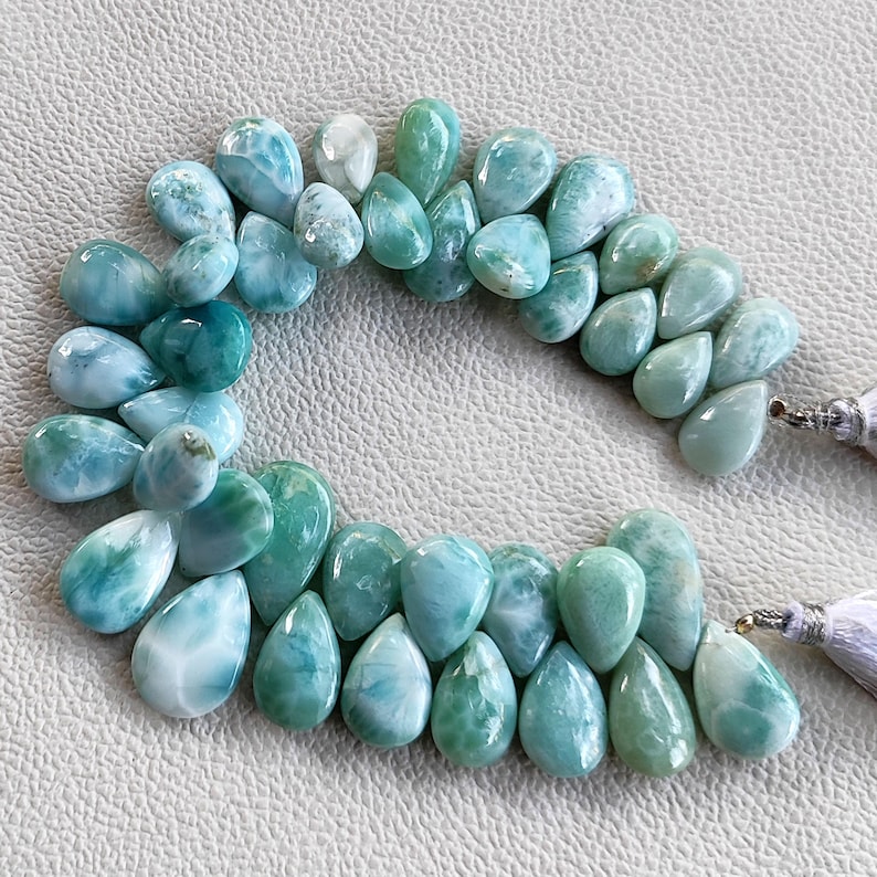 Dominican Republic Larimar, 14x9 to 18x12mm Pear Beads, 8" Strand, Blue ...