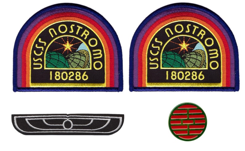 5 Pc Black - Alien USCSS Nostromo Crew Costume Patches and Die Cast Pin ...