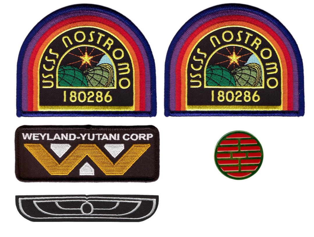 5 Pc Black - Alien USCSS Nostromo Crew Costume Patches and Die Cast Pin ...