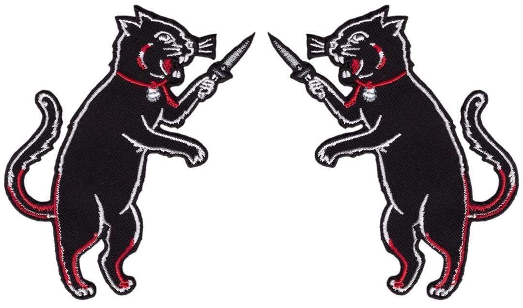 Black Cat With Fink Blade Rockabilly Tattoo Goth Punk Biker Patch - Etsy
