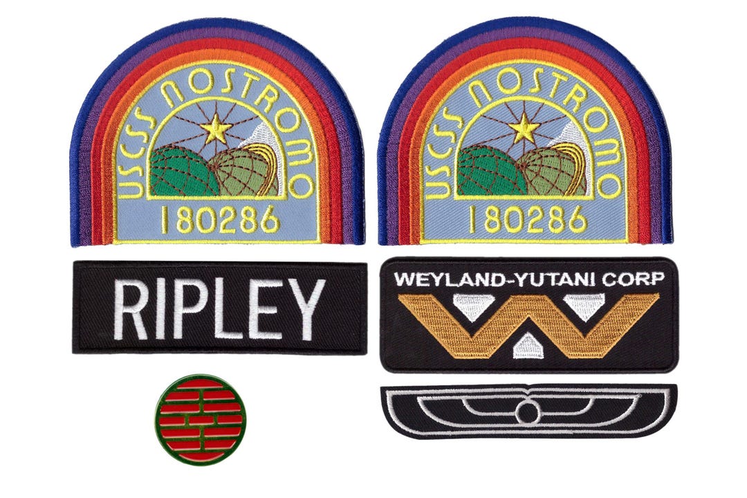 6 Pc Blue - Alien USCSS Nostromo Crew Costume Patches and Die Cast Pin ...