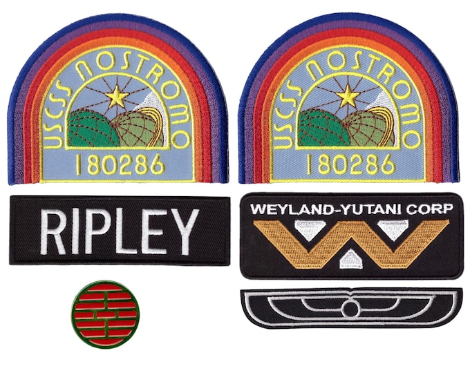 6 Pc Blue - Alien USCSS Nostromo Crew Costume Patches and Die Cast Pin ...
