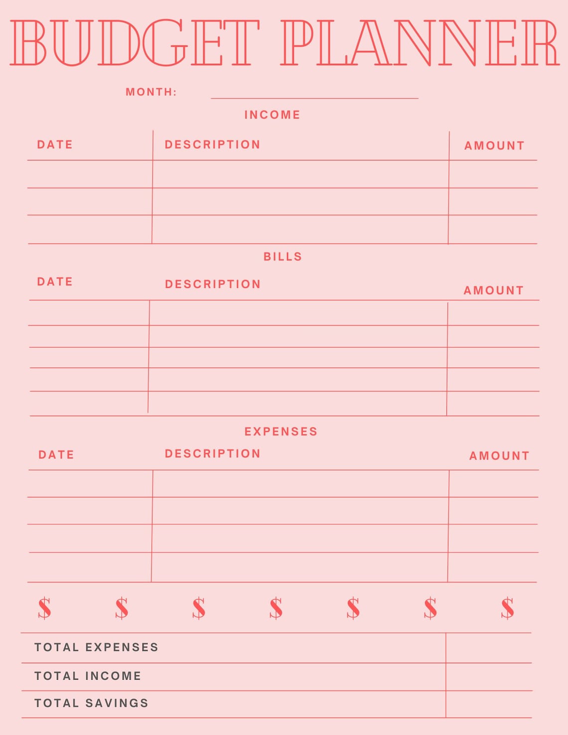 Printable Aesthetic Monthly Budget Planner, Printable Monthly Budget ...