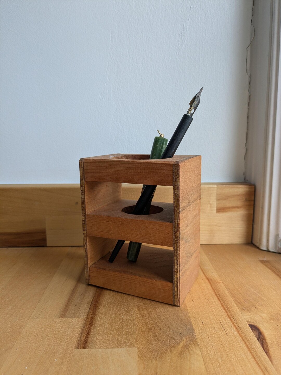 Wood Pen and Quill Holder / Wine Bottle Stand - Etsy