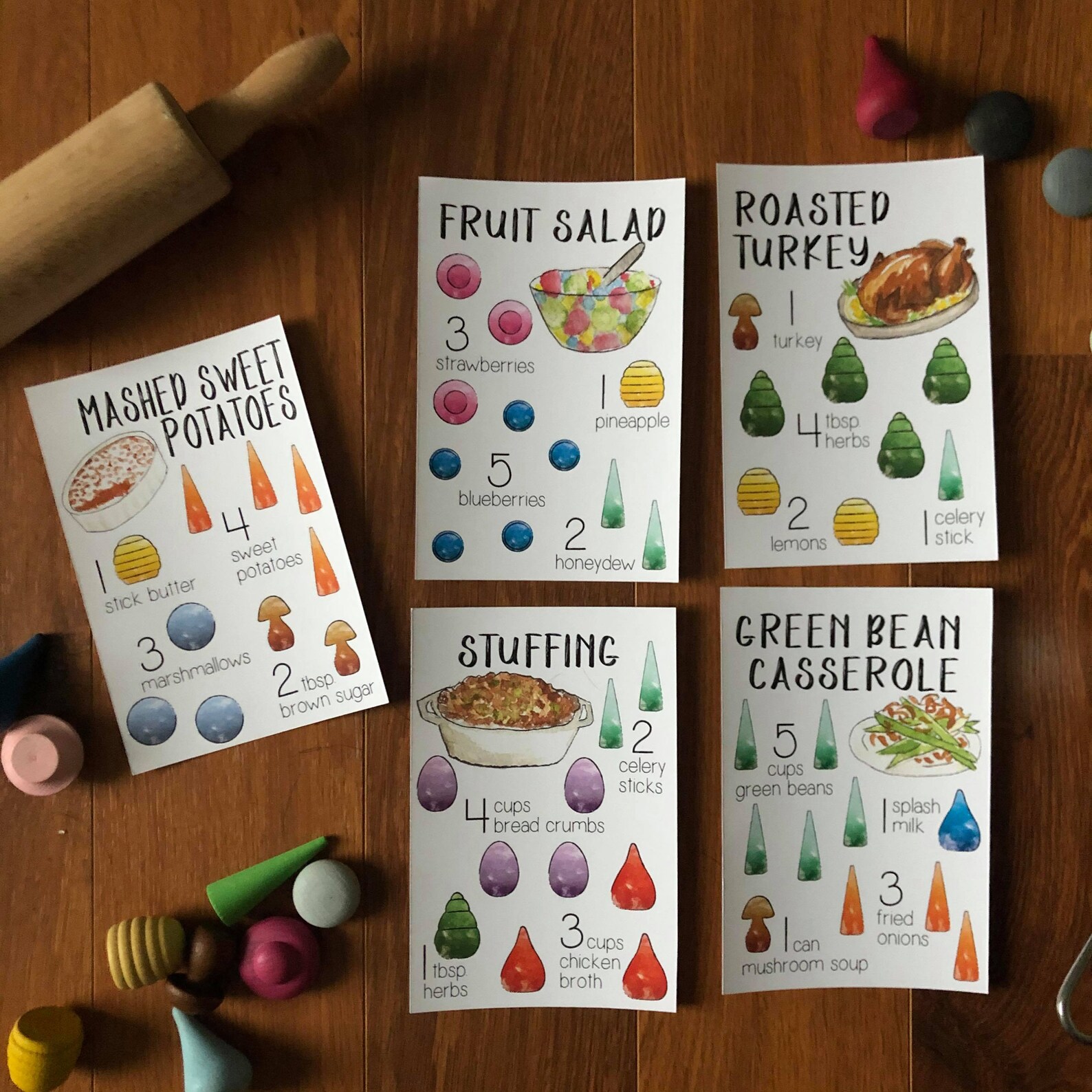 Mandala Recipe Cards / HOLIDAY DINNER / Waldorf Recipes / - Etsy