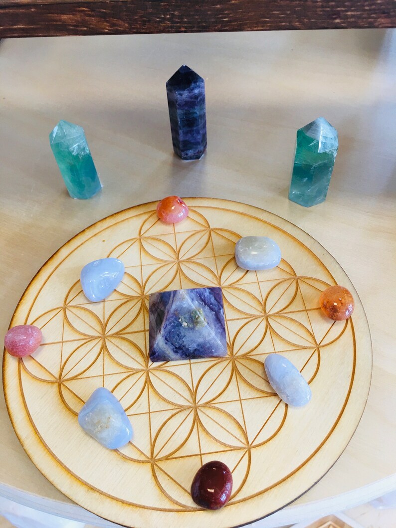 Wooden Crystal Grid Sacred Geometry Altar Grid - Etsy