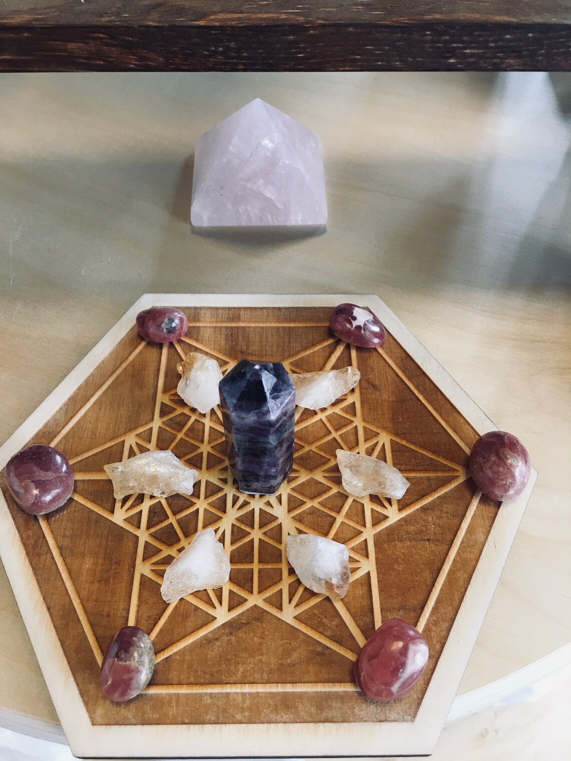 Wooden Crystal Grid Sacred Geometry Altar Grid - Etsy