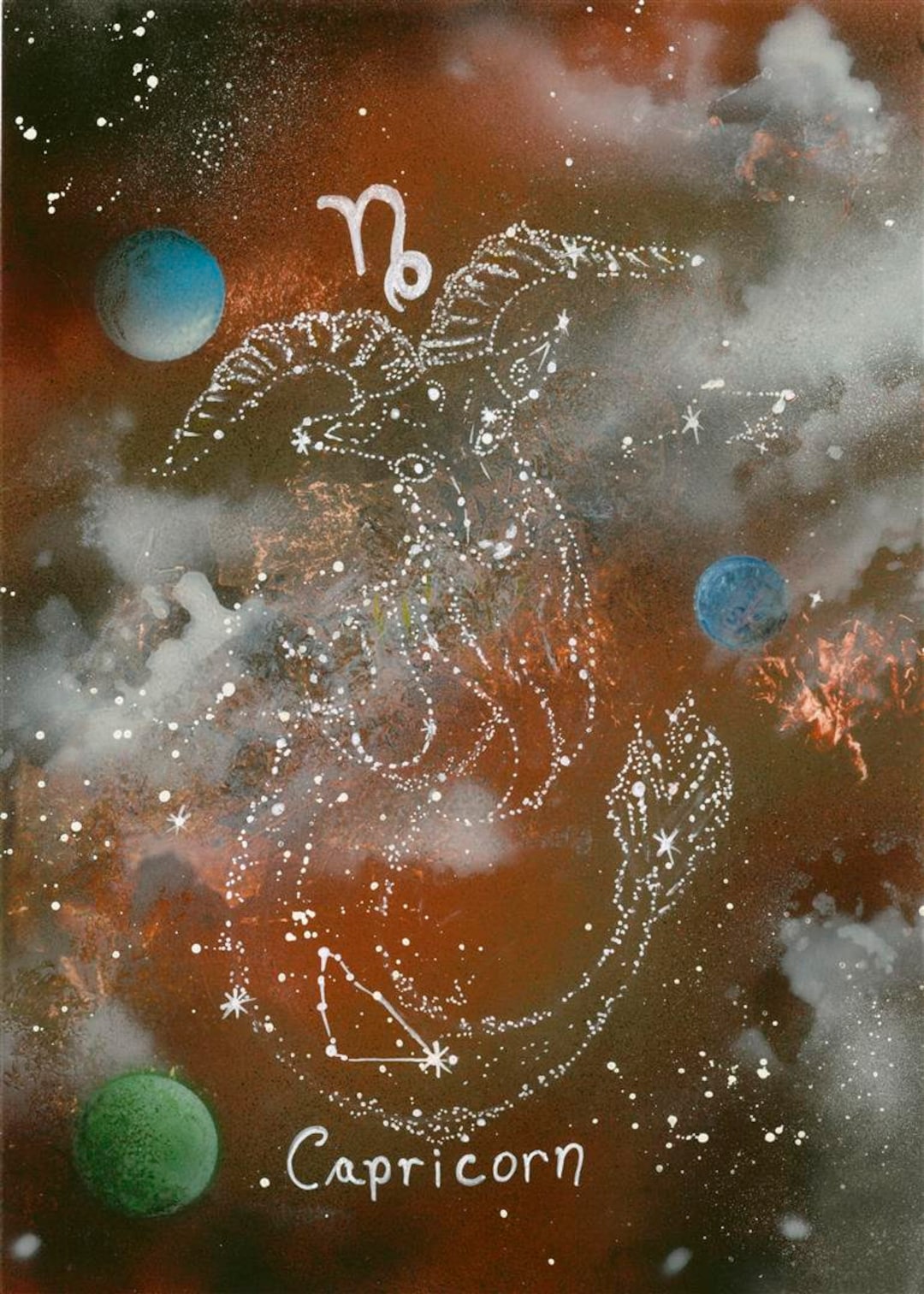 Capricorn Zodiac Art Print, Sea Goat Constellation, Astrology Gift - Etsy