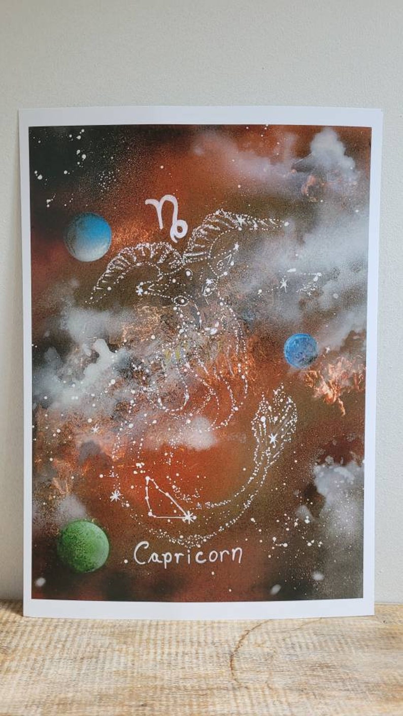 Capricorn Zodiac Art Print, Sea Goat Constellation, Astrology Gift - Etsy