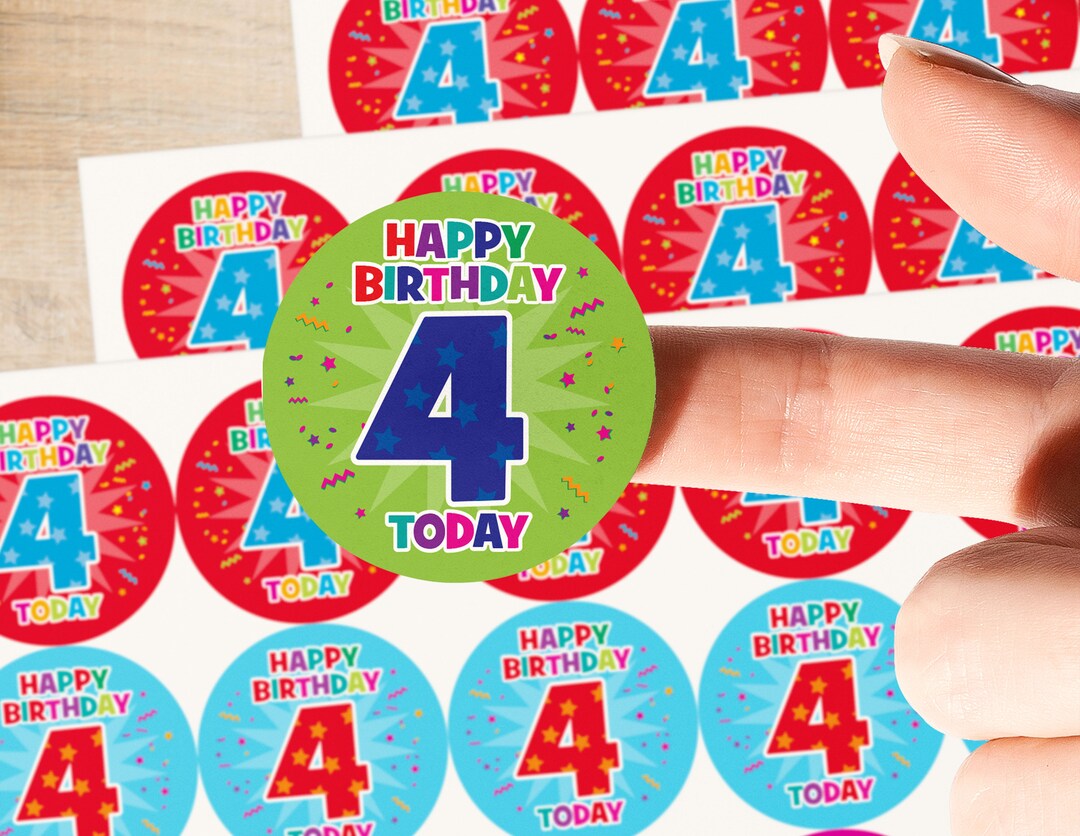 4th Birthday Stickers Value Pack 175 Stickers 37mm - Etsy