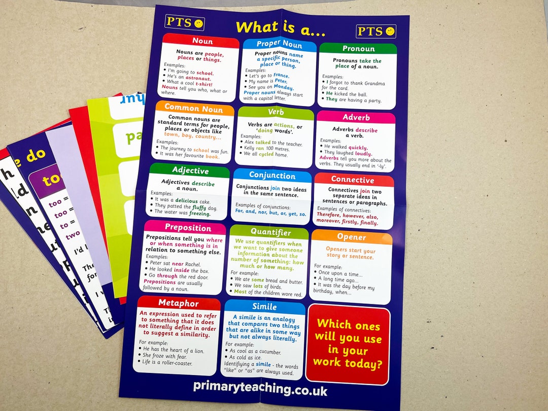 11 English Literacy Mixed Poster Pack Grammar Punctuation Handwriting ...