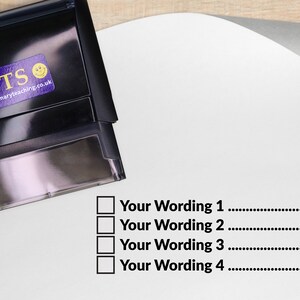 1 Personalised Custom Text 4 Tick Boxes Wording Marking Stamper Choice ...