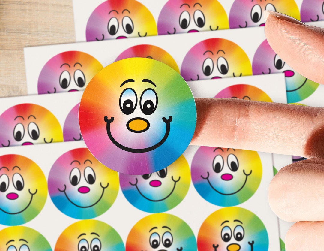 100 Berry Scented Smelly Rainbow Smiley Motivational Reward Stickers ...