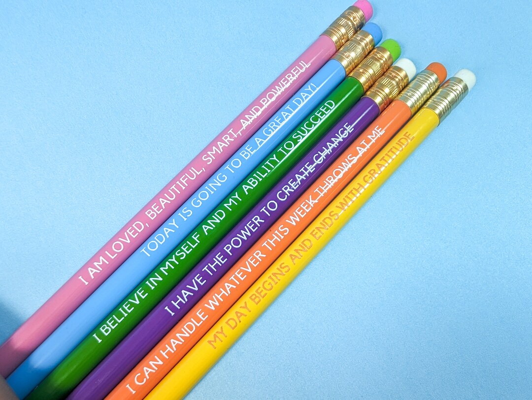 Positive Affirmation Pencil Set 6 HB Pencils Multi-coloured - Etsy