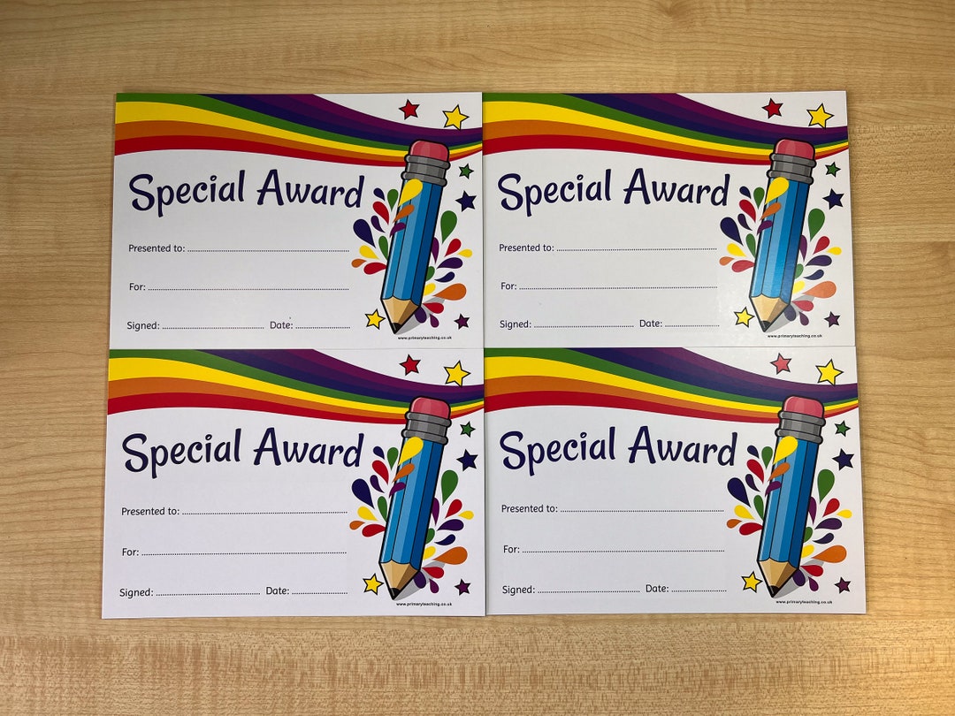20 Special Award Rainbow Motivational Reward Certificates for School ...