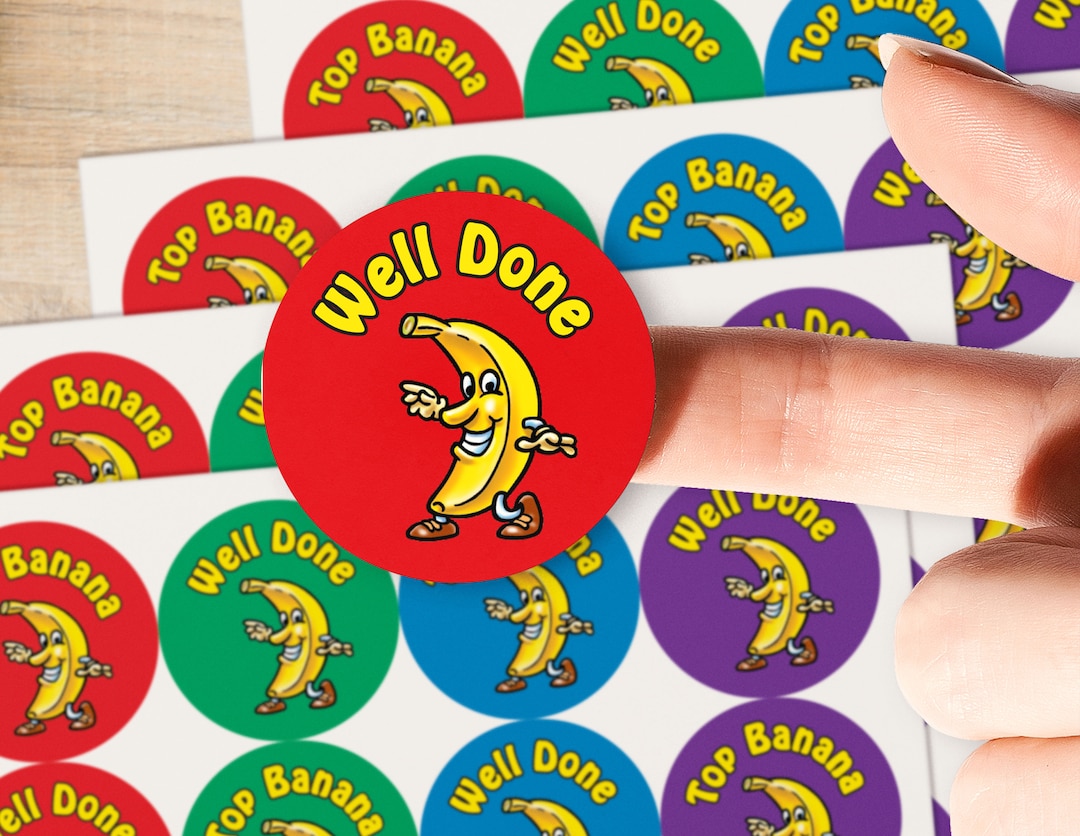 100 Banana Scented Smelly 'top Banana' Motivational Reward Stickers for ...
