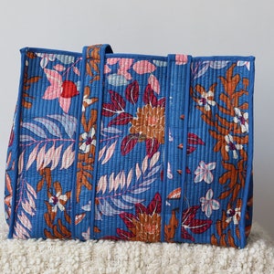 Handmade Kantha Quilted Tote Shopping Bag, Floral Print Cotton Market ...