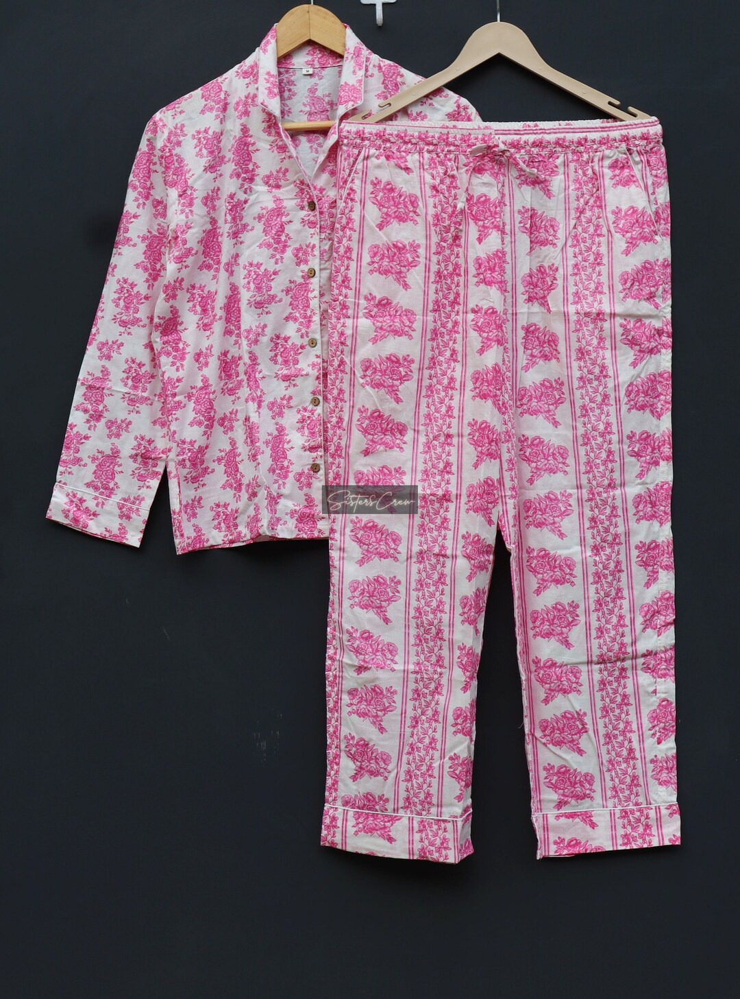 Floral Print Pajamas, Hand Print Pure Cotton Pjs, Pajamas Set ,indian ...