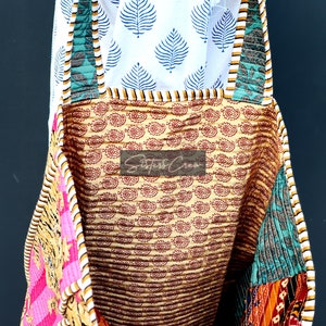 Handmade Kantha Quilted Tote Shopping Bag, Tiger Print Cotton Market ...