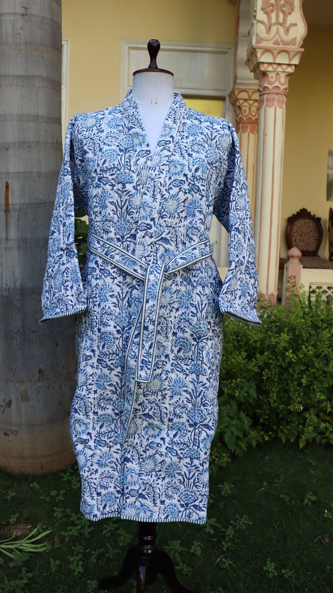 Quilted Fabric Jacket Reversible Indian Handmade, Kimono Robe Floral ...