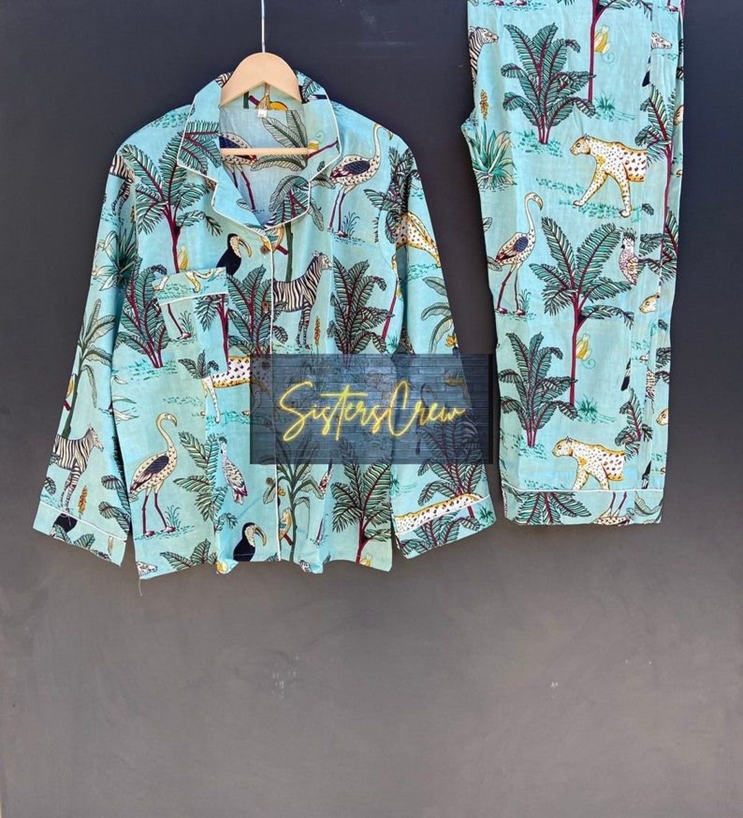 Tiger Print Pajamas, Animal Print Pure Cotton Pj's, Pajamas Set ,indian ...